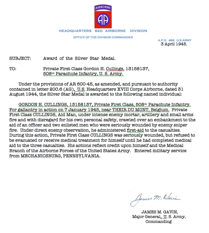 A Troopers Final Jump: Gordon H. Cullings C/508 Medic - VETERAN ...