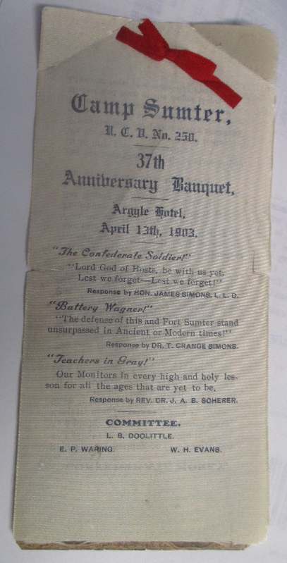 Unique Confederate Veterans Reunion ribbon - (1861-1865) AMERICAN CIVIL ...