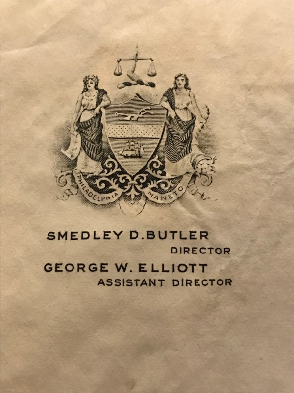Smedley Butler autograph, 1924 Philadelphia Department of Public Safety ...