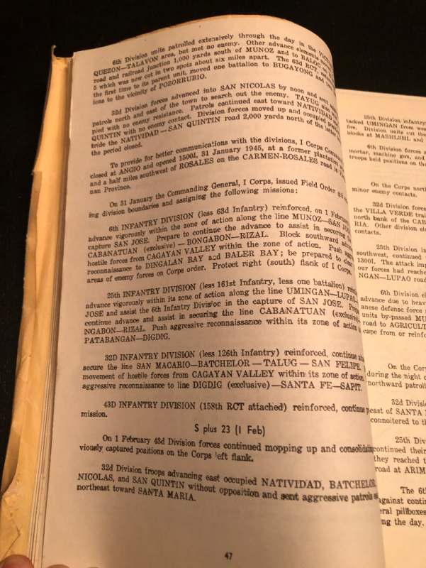 RESTRICTED I Corps “History of Luzon Campaign” dated 1945 - EPHEMERA ...