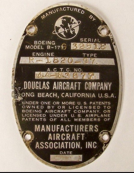 MY LATEST DATA PLATE - MILITARY AIRCRAFT & AVIATION - U.S. Militaria Forum