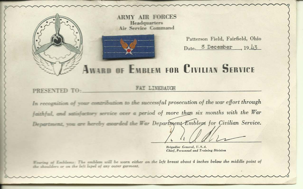 War Department Emblem of Civilian Service on Card - HOMEFRONT & THE WAR ...