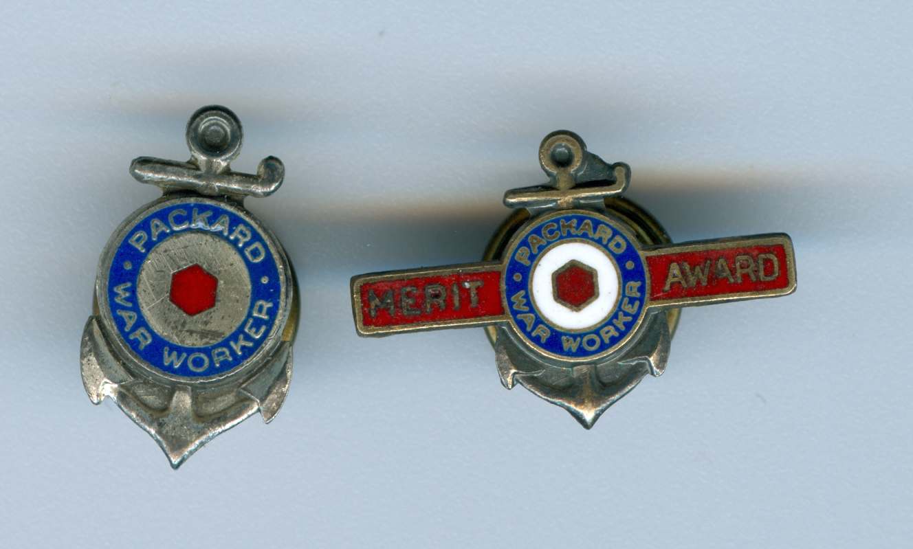 WW2 PACKARD WAR WORKER MERIT AWARD PINS - HOMEFRONT & THE WAR EFFORT ...