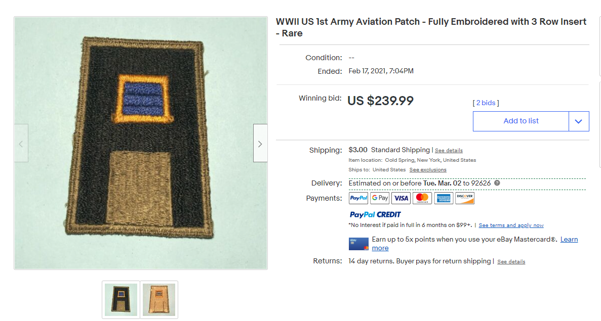 1st Army colored insert patches - Page 2 - ARMY AND USAAF - U.S ...