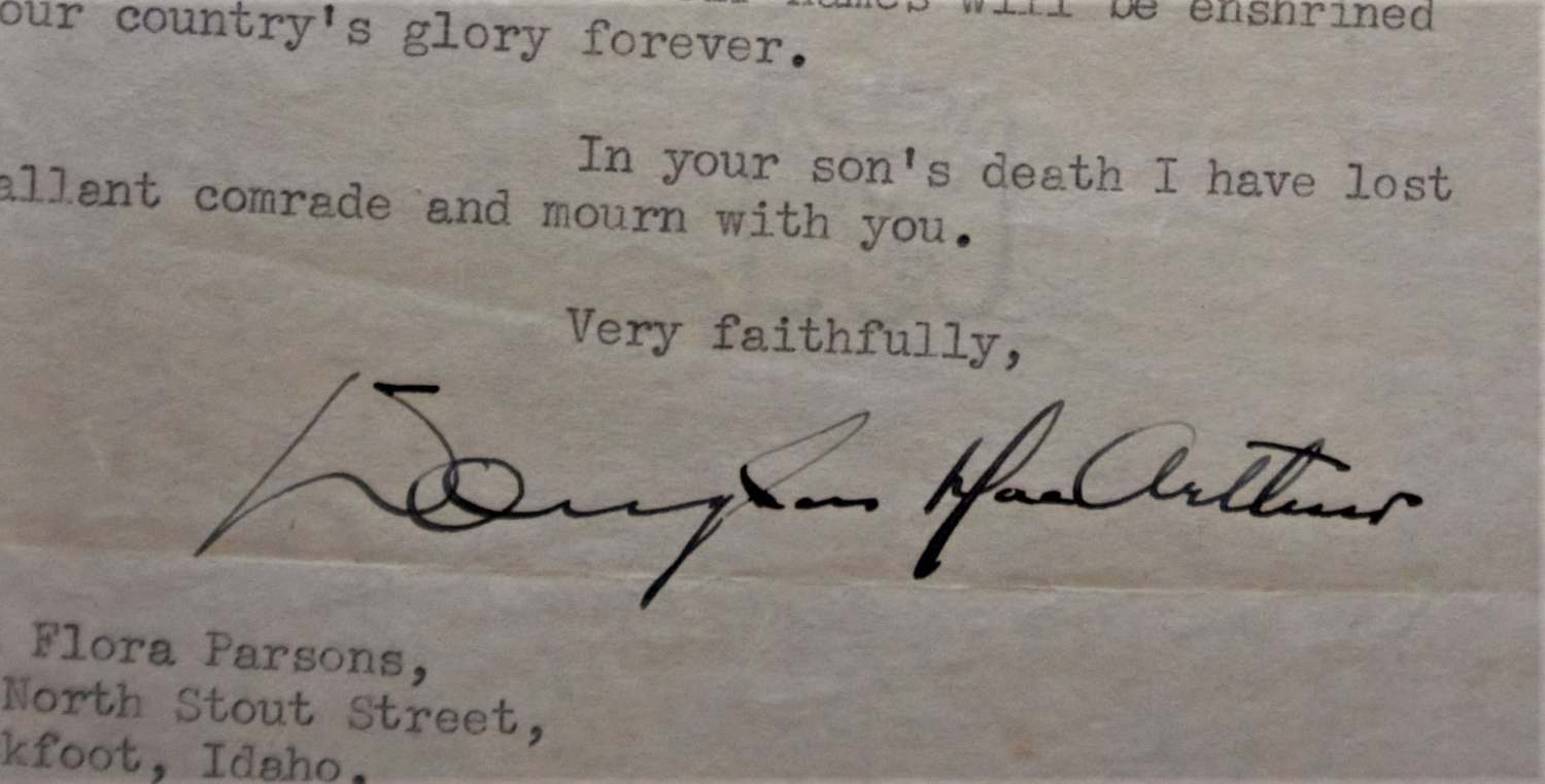 MacArthur signed letter - EPHEMERA, PHOTOGRAPHS & MILITARY ARTWORK - U ...