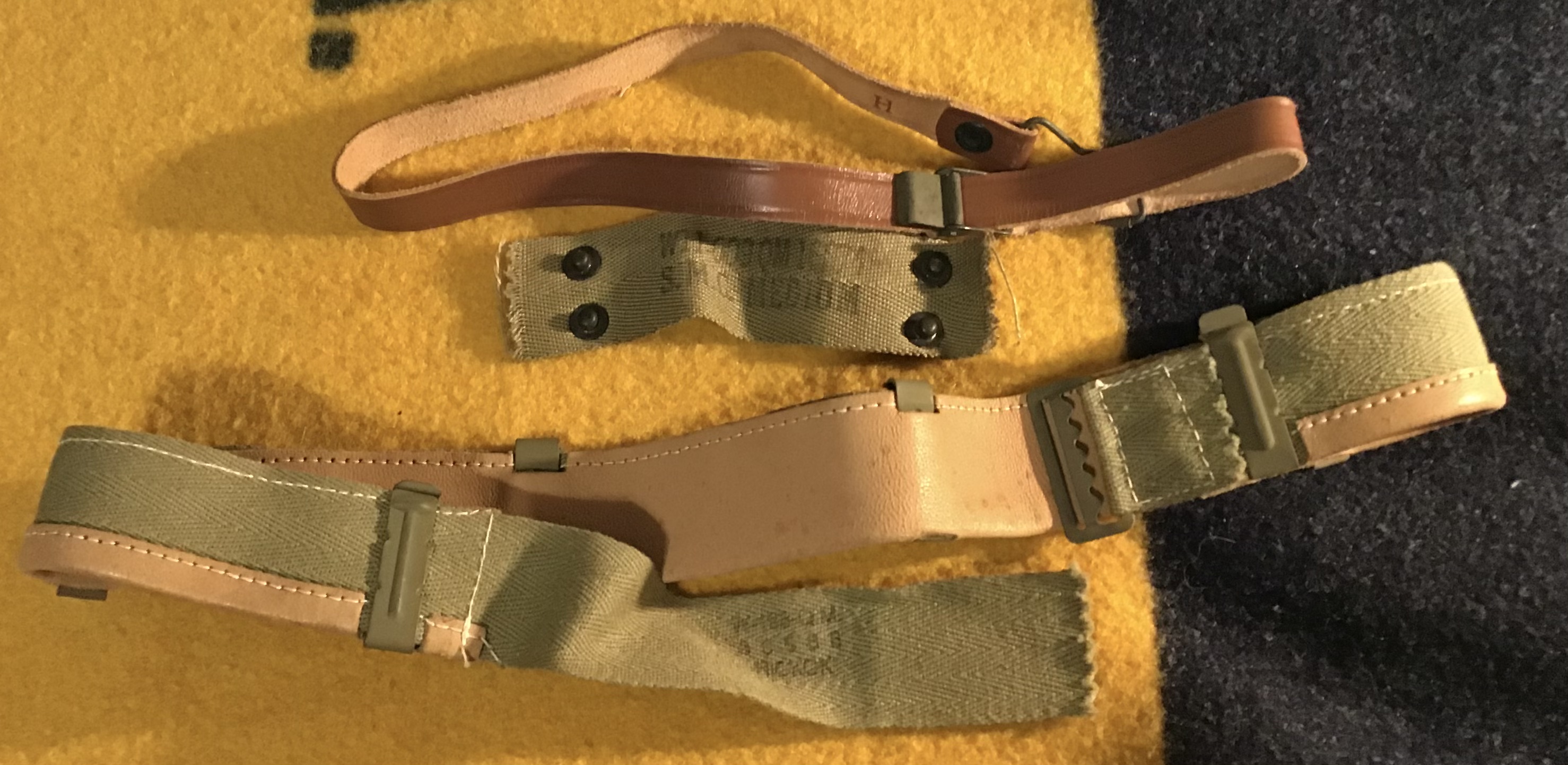WWII Green buckle leather chin strap for M1 liner sold for $160.+ wow ...