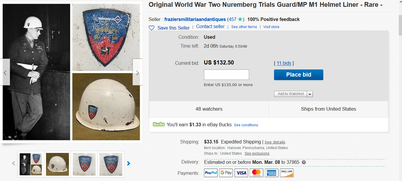 Nuremberg Trials Liner - M-1; M-1C & M-2 HELMETS - U.S. Militaria Forum