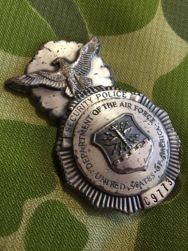 US Air Force Security Police Badge with Leather Hanger - BADGES, AWARDS ...