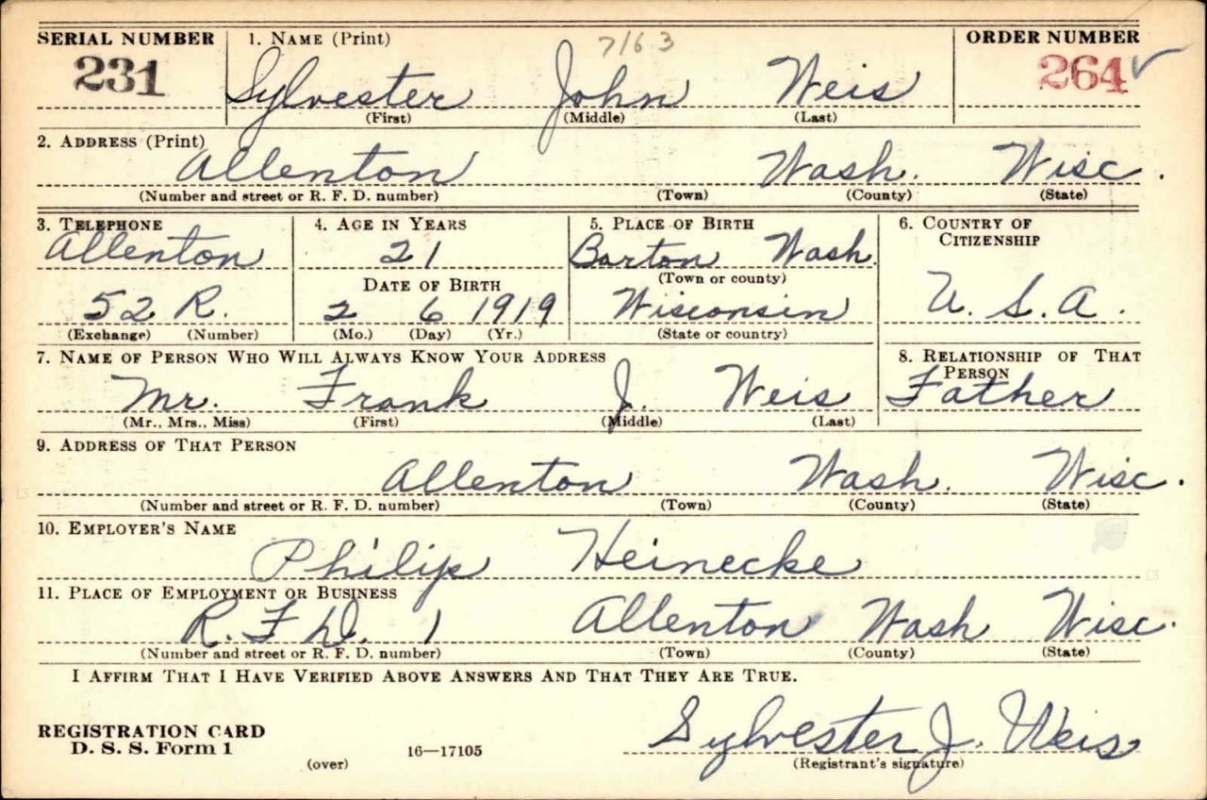 Information on Sylvester Weis - IDENTITY ITEMS (DOG TAGS, BRACELETS ...