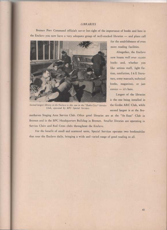 BREMEN PORT COMMAND "GI PARADISE" 1946 COMZ ADSEC - EPHEMERA ...