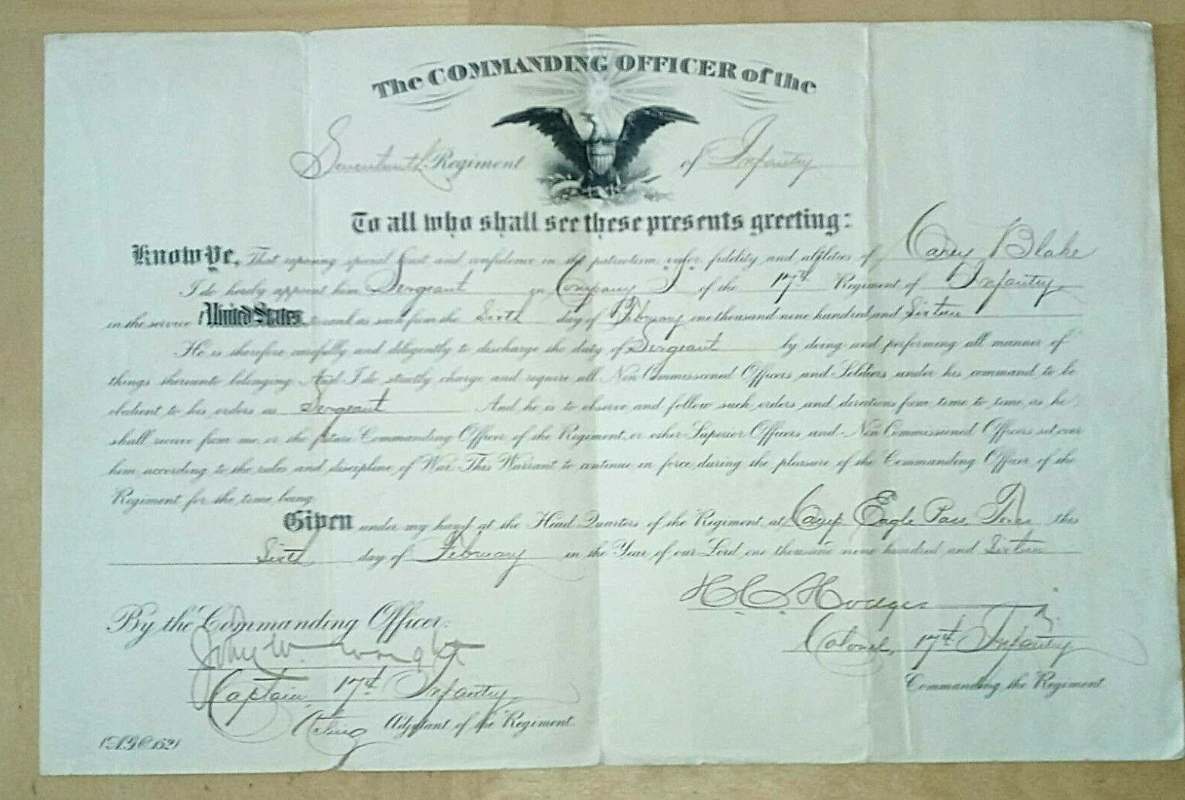 Carey Blake, an Infantry Soldier of long service in the US Army 1908 ...