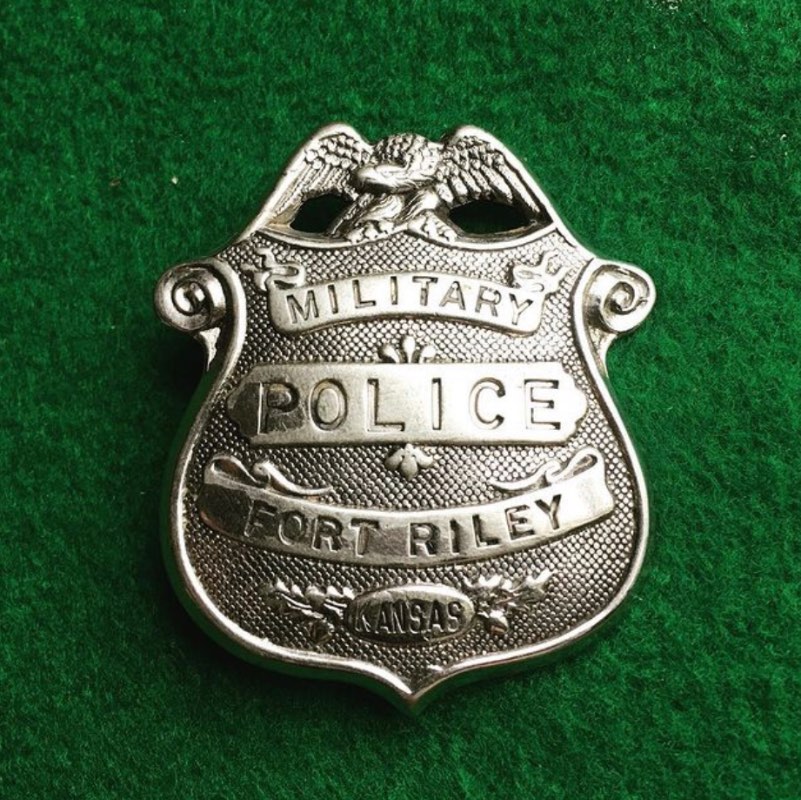 WWII FORT RILEY MP Police Badge - BADGES, AWARDS, DUI, AND COLLAR BRASS ...