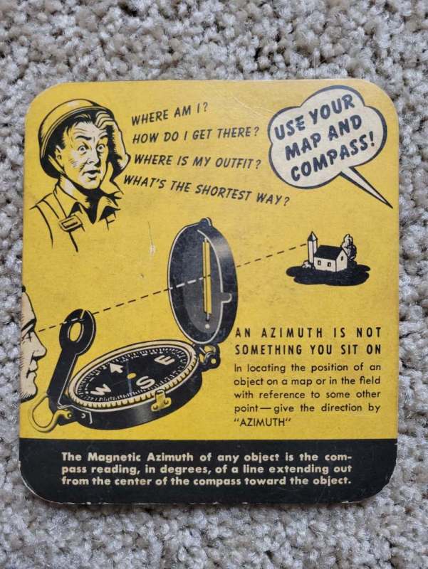WW2 Training Aid Compass with Attached Instructions - FIELD & PERSONAL ...