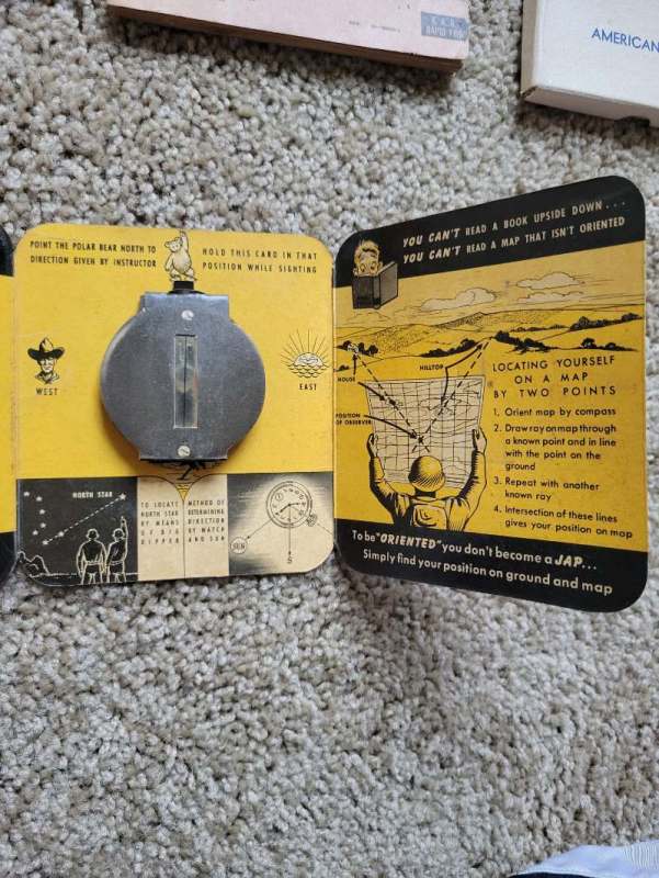 WW2 Training Aid Compass with Attached Instructions - FIELD & PERSONAL ...