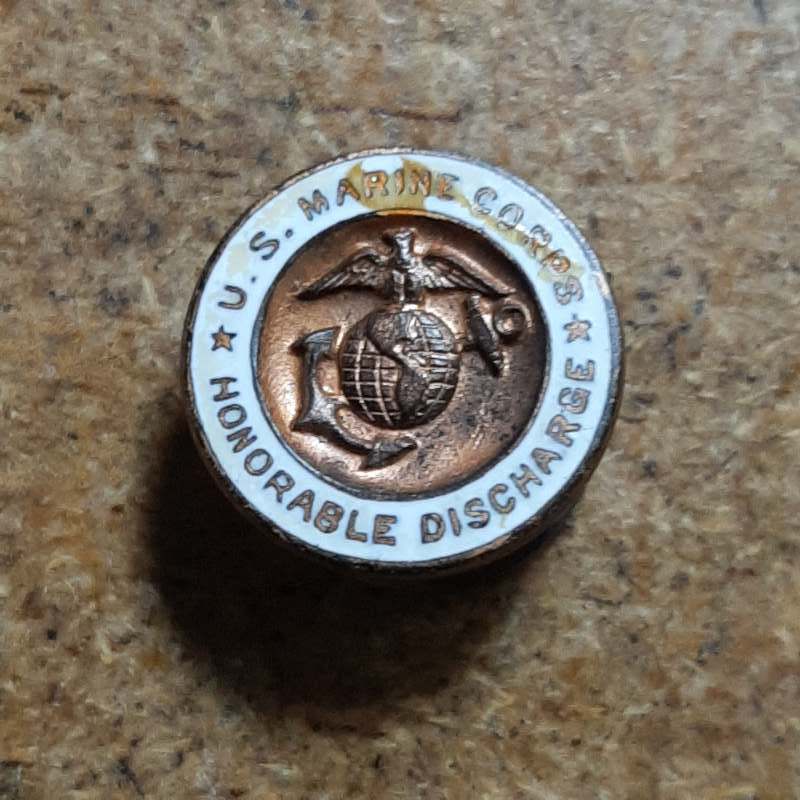 USMC Honorable Discharge lapel button with serial number - LAPEL ...