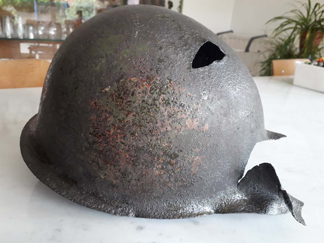 Battle damaged m1 medic helmet - CHAPLAIN & MEDIC HELMETS - U.S ...
