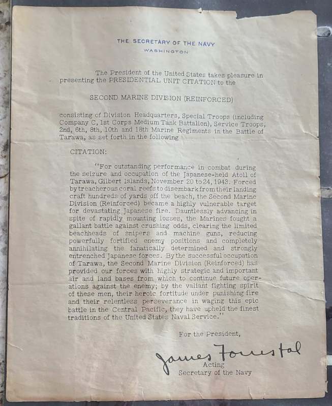 Three WWII USMC Paper Documents (KIA Marine on Cape Gloucester ...