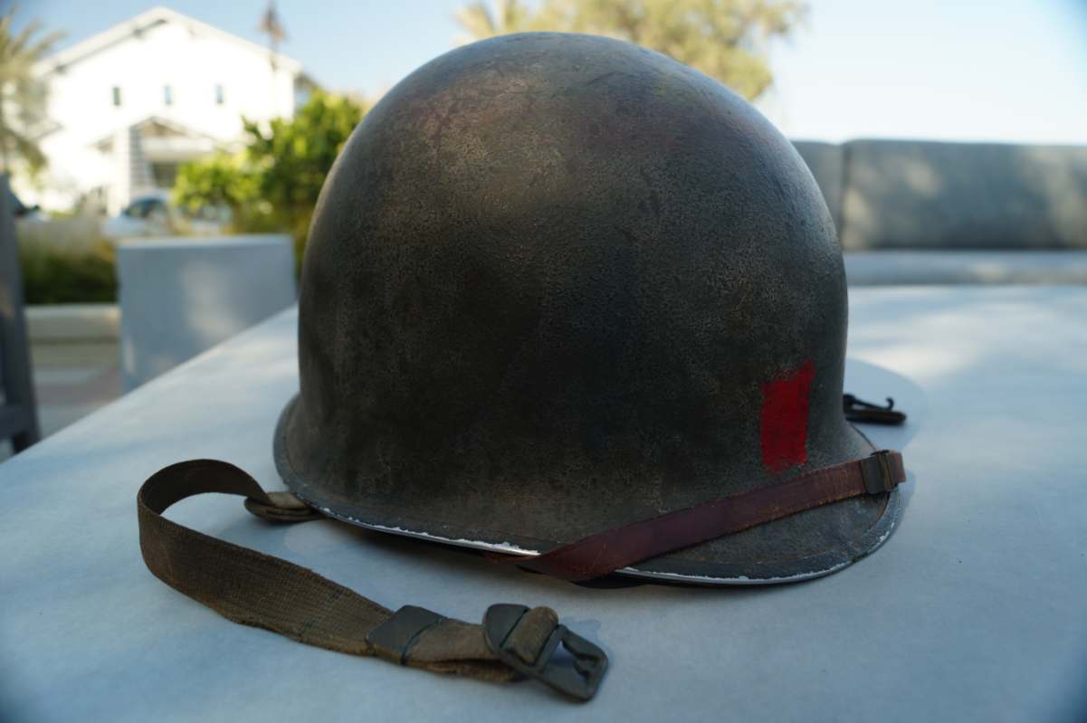 WW2 USMC Shore party helmet - what a theatre used helmet should look ...