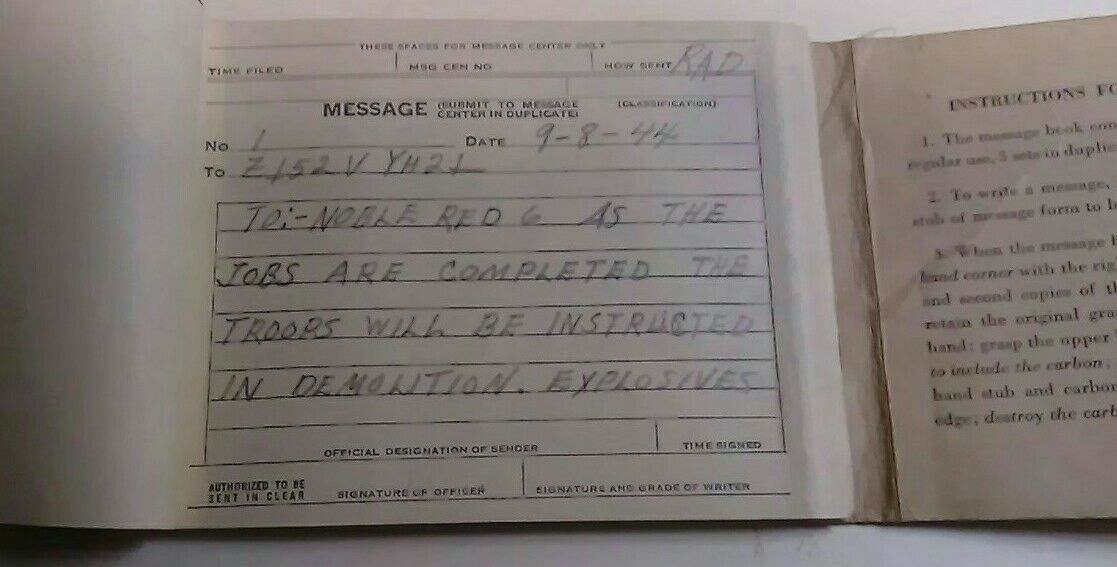 U.S. Army Signal Corps Message Record Log from WW2 - EPHEMERA ...