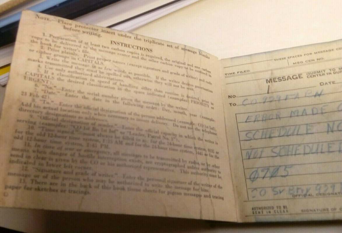 U.S. Army Signal Corps Message Record Log from WW2 - EPHEMERA ...