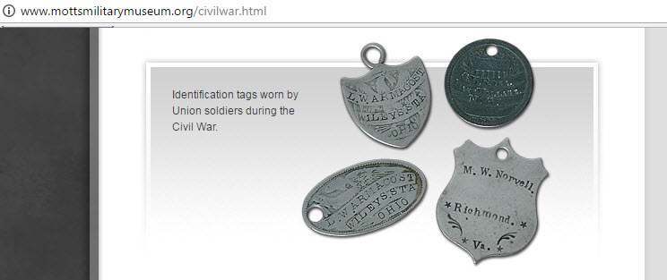 Civil War ID Tag - (1861-1865) AMERICAN CIVIL WAR - The War Between the ...