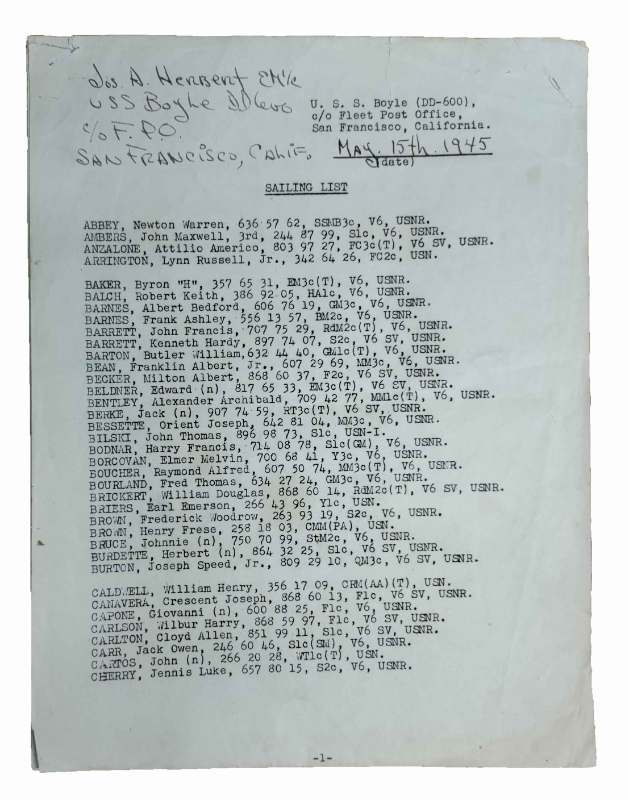 USS Boyle DD-600 archive - GROUPINGS PAGE - U.S. Militaria Forum