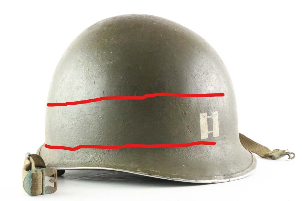 Matched Captains Helmet with Overpainted Red Band - M-1; M-1C & M-2 ...