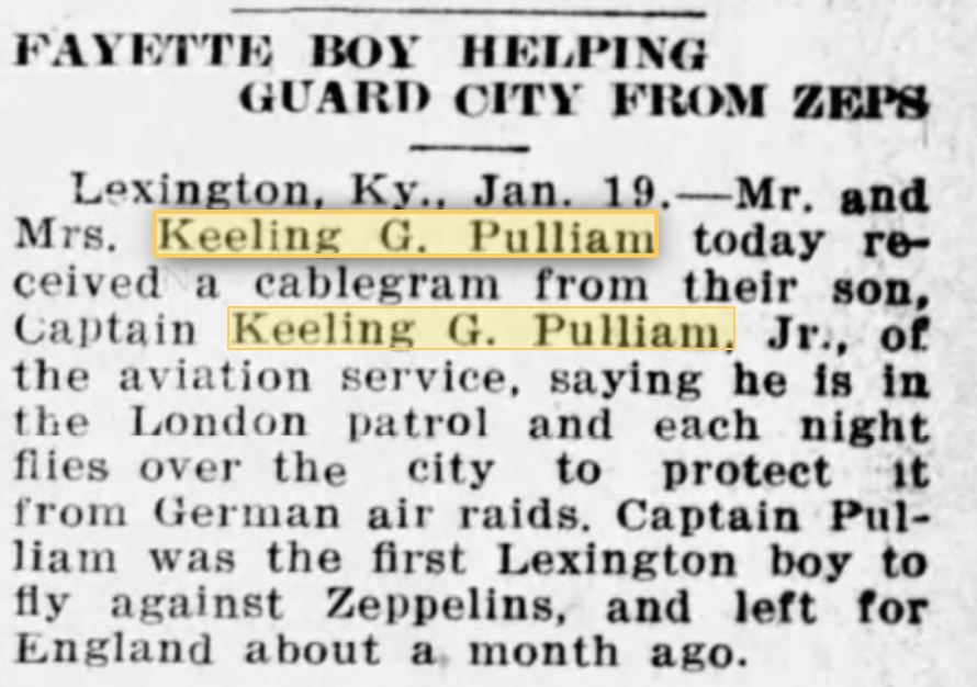 LtCol Keeling Pulliam, pioneer of the US Air service and decorated dual ...