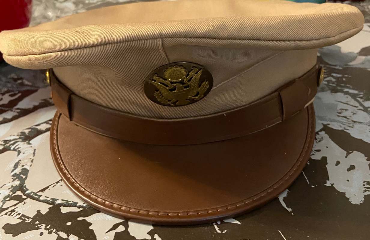 WWII Khaki EM Visor Cap Belonging to Douglas W. Waid - UNIFORMS - U.S ...