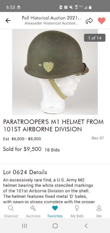 "PARATROOPER'S M1 HELMET FROM 101st AIRBORNE DIVISION" - M-1; M-1C & M ...