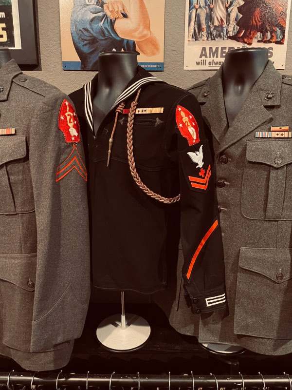 US Navy Corpsman jumper with USMC insignia, USMC Alpha blouse with USN ...