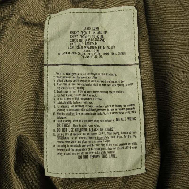 M-65 Field Jacket OD Green Last Year of Production - UNIFORMS - U.S ...