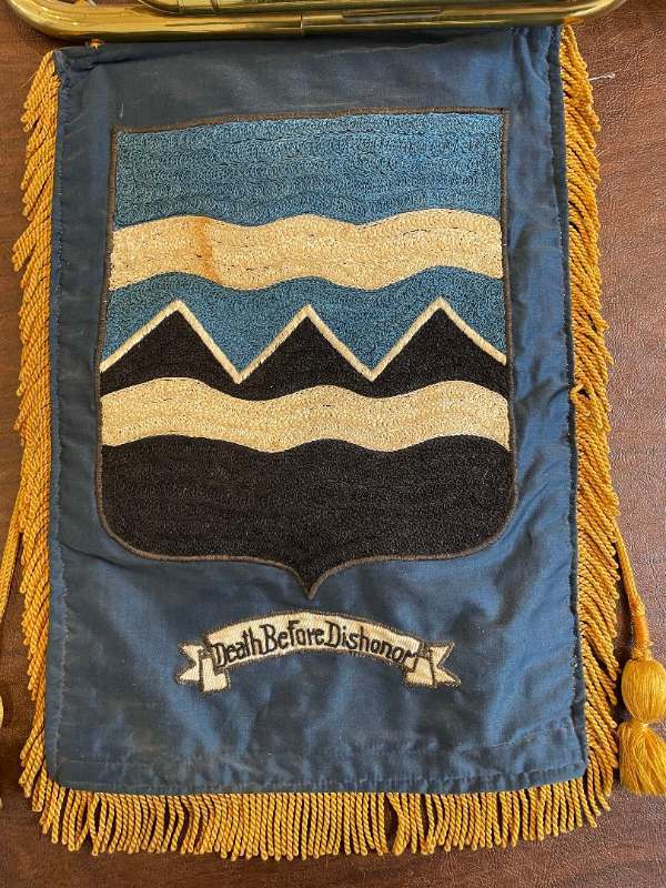 Ceremonial bugle and banner for the 397th Infantry Regiment, 100th ...