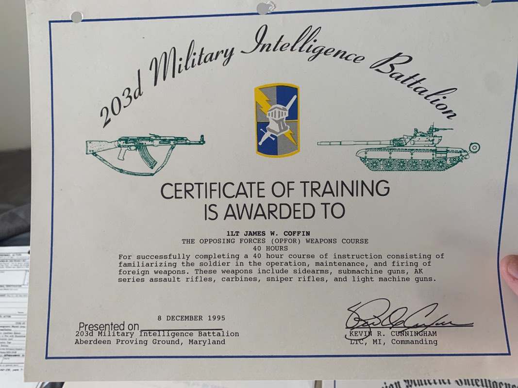 Course Certificates - UNOFFICIAL MILITARY AWARDS (PLAQUES, STEINS, CUPS ...