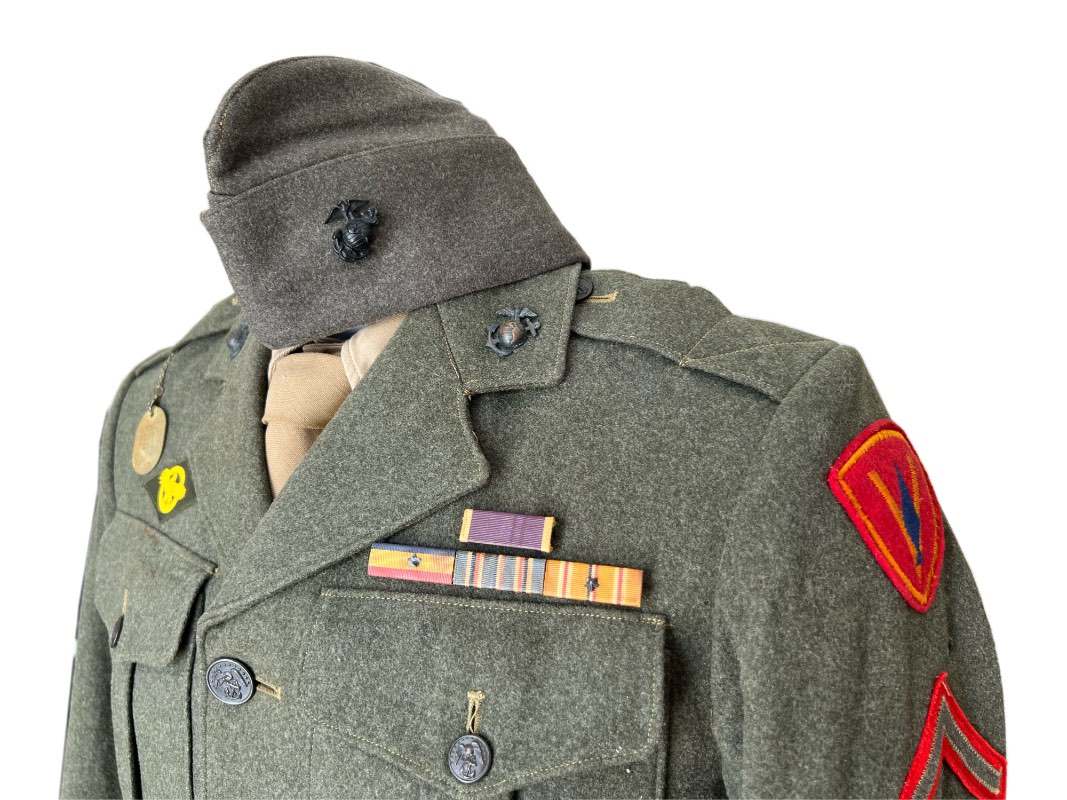 WIA USMC BAR Gunner/Squad Leader Iwo vet- Uniform and battle-worn tag ...