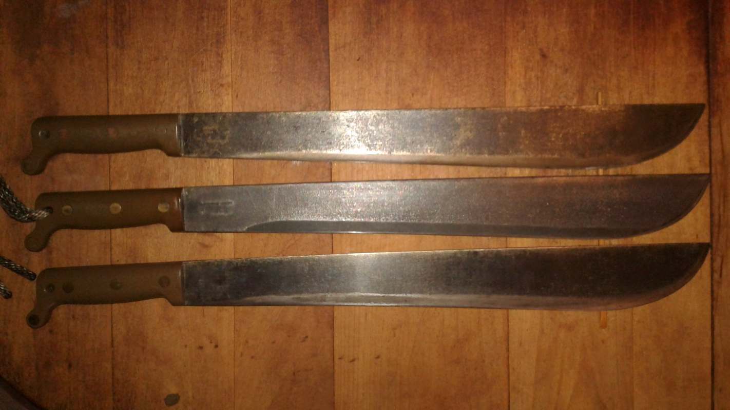 WW2 True Temper OD Green Handle Machetes 1944 & 1945 - EDGED WEAPONS ...