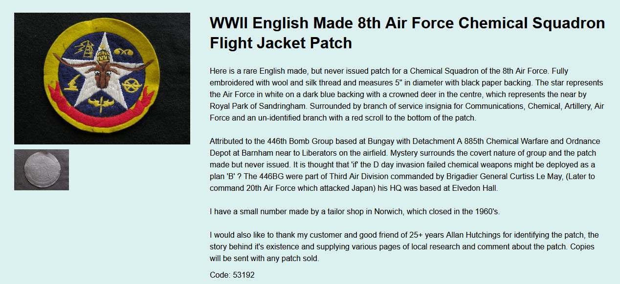 885th Chemical Warfare & Ordnance Depot | 446th Bombardment Group | Eighth Air Force - WALIKA'S ...