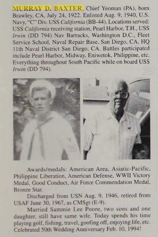 Pearl Harbor Survivor Murray Baxter - GROUPINGS PAGE - U.S. Militaria Forum