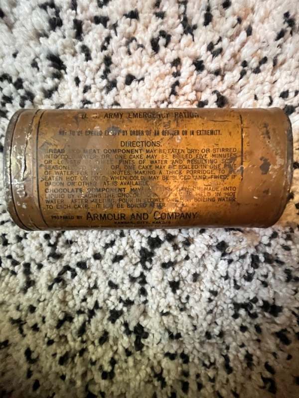 US Army Emergency "Iron" Ration, Dec. 1906 Example - BASE/BIVOUAC/CAMP ...