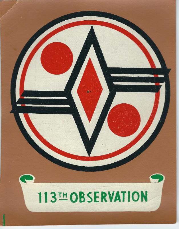 113th OBSERVATION SQUADRON INSIGNIA - ARMY AND USAAF - U.S. Militaria Forum