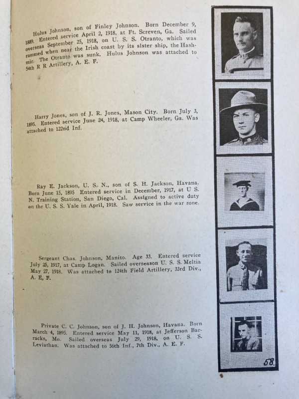 Mason County, Illinois WWI Honor Roll - (1917-1919) WORLD WAR ONE ...
