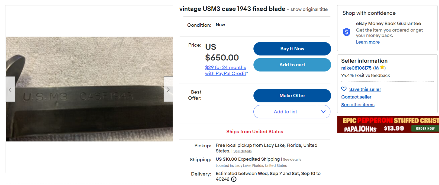 Fake Case 1943 M3 - EDGED WEAPONS - U.S. Militaria Forum