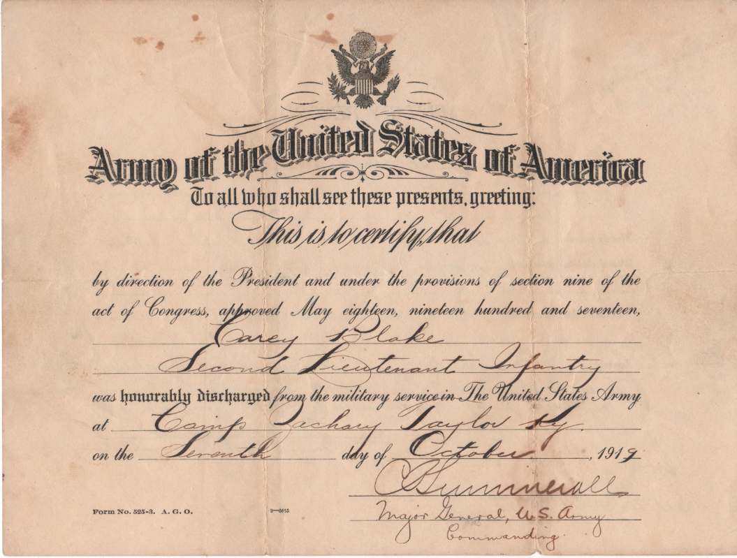 Carey Blake, an Infantry Soldier of long service in the US Army 1908 ...