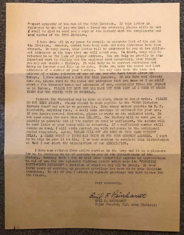 69th ID book + letter - EPHEMERA, PHOTOGRAPHS & MILITARY ARTWORK - U.S ...