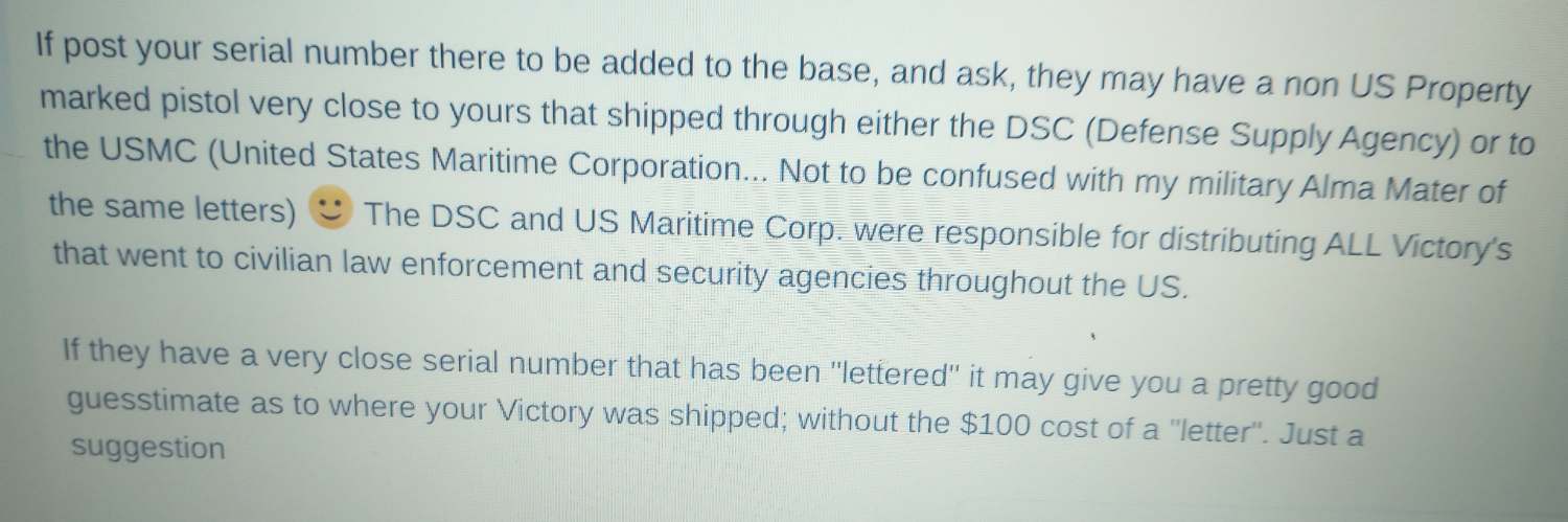 USMC PROPERTY VICTORY MODEL? - HANDGUNS - U.S. Militaria Forum