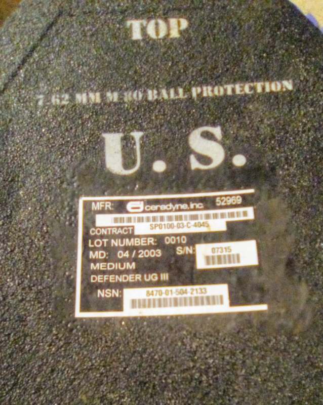 Early SAPI plate - BODY ARMOR - U.S. Militaria Forum
