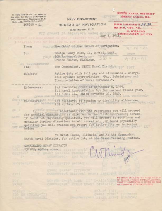 Henry Ford's Naval Legacy - Captured in Routine Paperwork - EPHEMERA ...