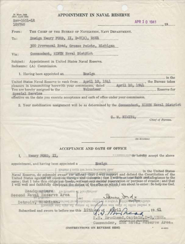 Henry Ford's Naval Legacy - Captured in Routine Paperwork - EPHEMERA ...