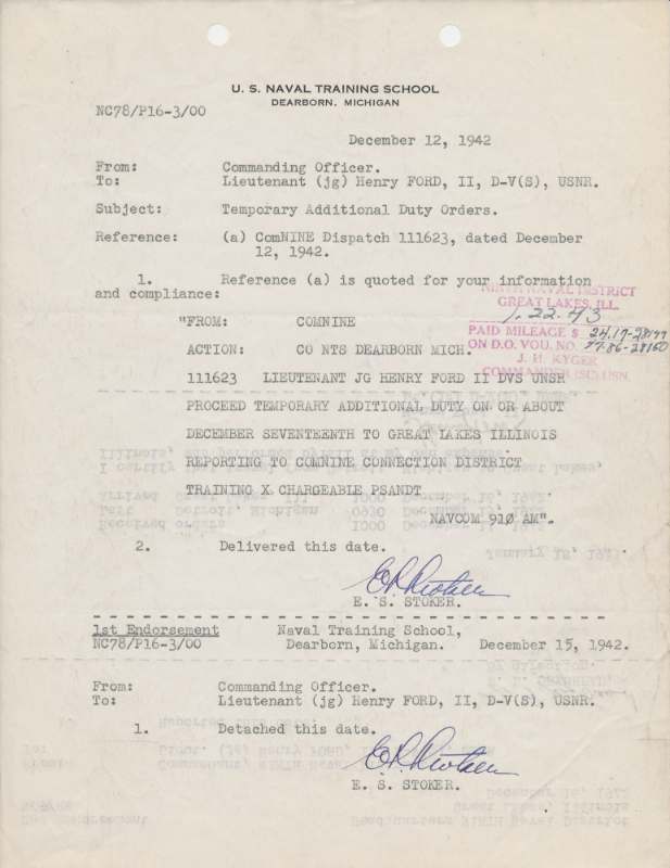 Henry Ford's Naval Legacy - Captured in Routine Paperwork - EPHEMERA ...