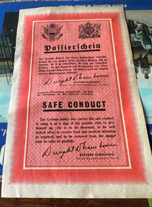 Safe conduct pass - EPHEMERA, PHOTOGRAPHS & MILITARY ARTWORK - U.S ...